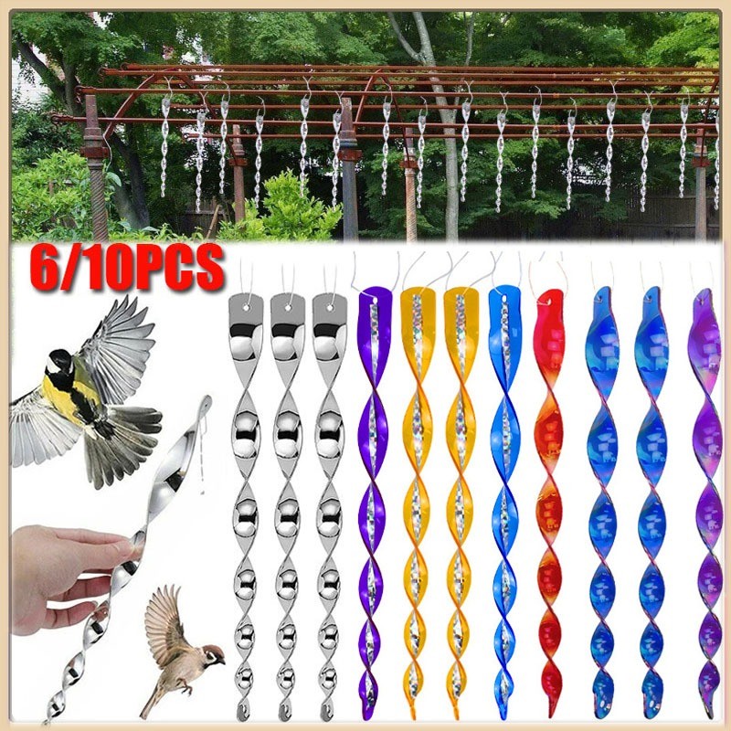 Bird Repelling Stick Hanging Reflective Spiral Shape Bird Repellent ...