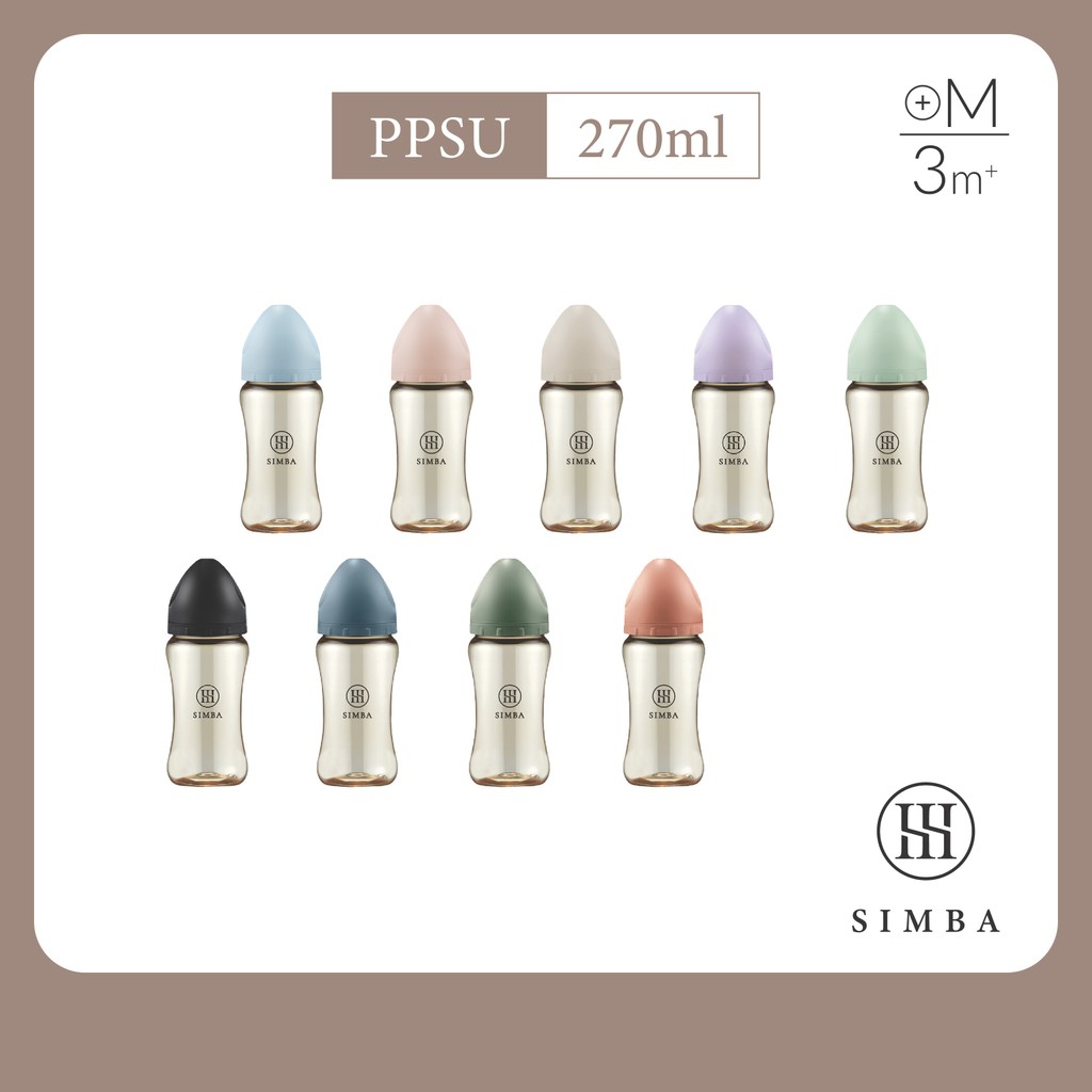 Simba allonge All Ages 【270ml/9oz】 PPSU Wide Neck Anti-Colic Feeding Bottle Cross Hole M Teat ...