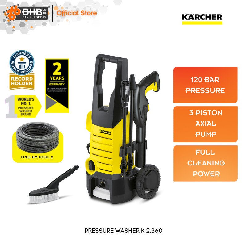 [FREE HOSE] Karcher K2 Series High Pressure Washer 1.601-686.0 K2.360 120 bar - 16016860 ...