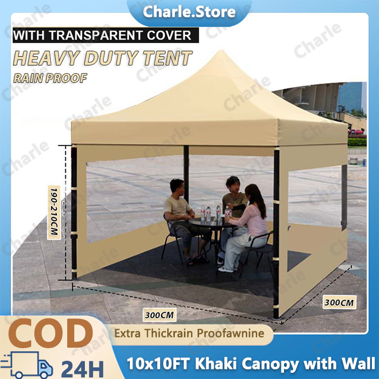 Khemah 10x10 Heavy Duty Besi Tebal Full Set Folding Canopy with Side ...