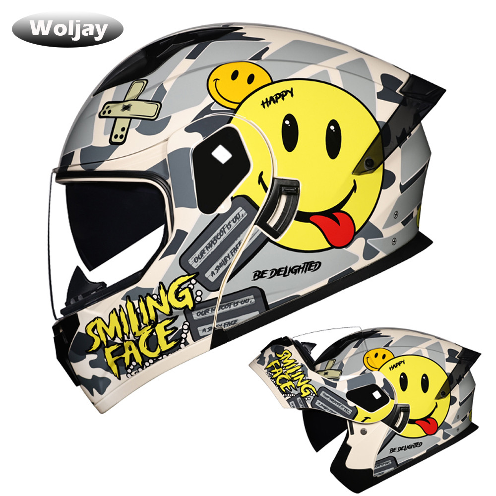 Fullface Motorcycle Helmet with Double Lens DOT Certified Lightweight ...