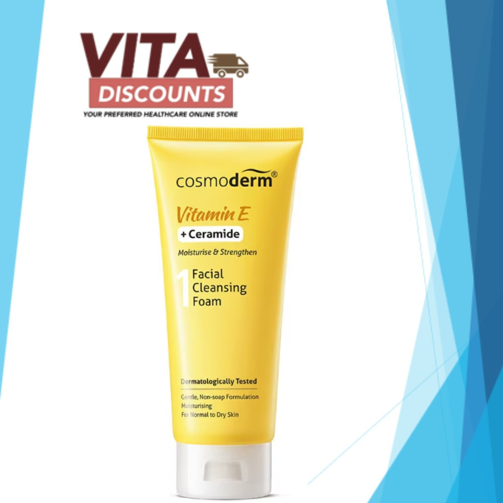 COSMODERM VITAMIN E + CERAMIDE FACIAL CLEANSING FOAM 50ML / 125ML EXP12 ...