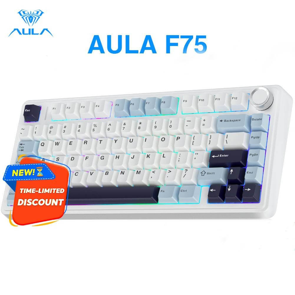 AULA F75 2.4G Wireless Bluetooth Wired Gaming Mechanical Keyboard RGB Customized Layout OEM ...
