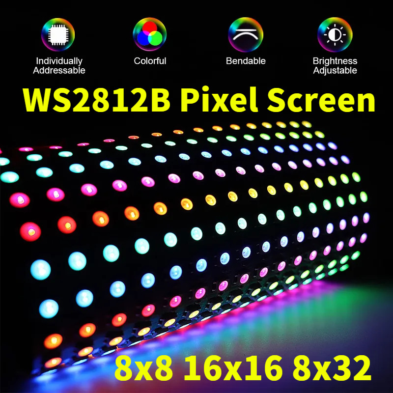 WS2812B WS2812 RGB LED Digital Flexible Individually Addressable Panel Light 8x8 16x16 8x32 ...