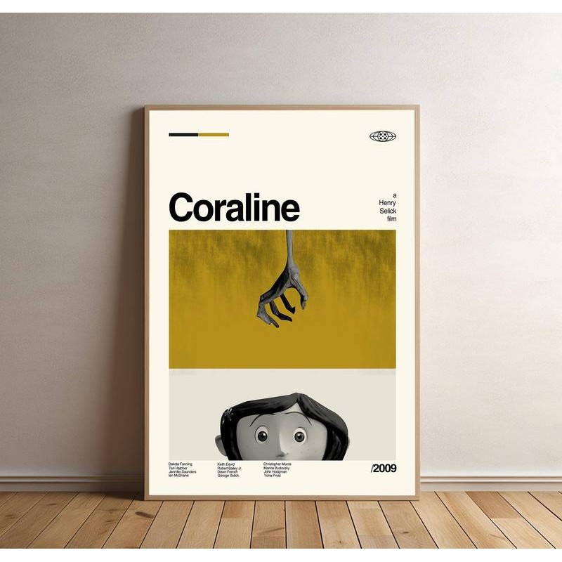 Coraline Movie Poster Coraline Print Movie Poster Midcentury Art ...