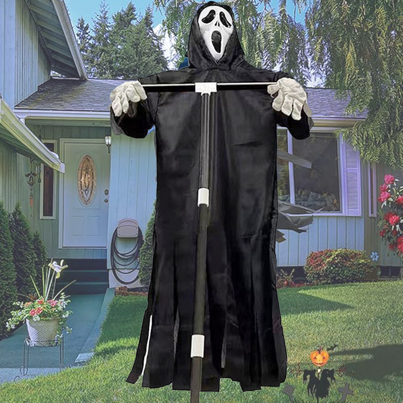 Horrible Haunted Scarecrow Ghost Costume for Adult Men Black Robe Dead ...