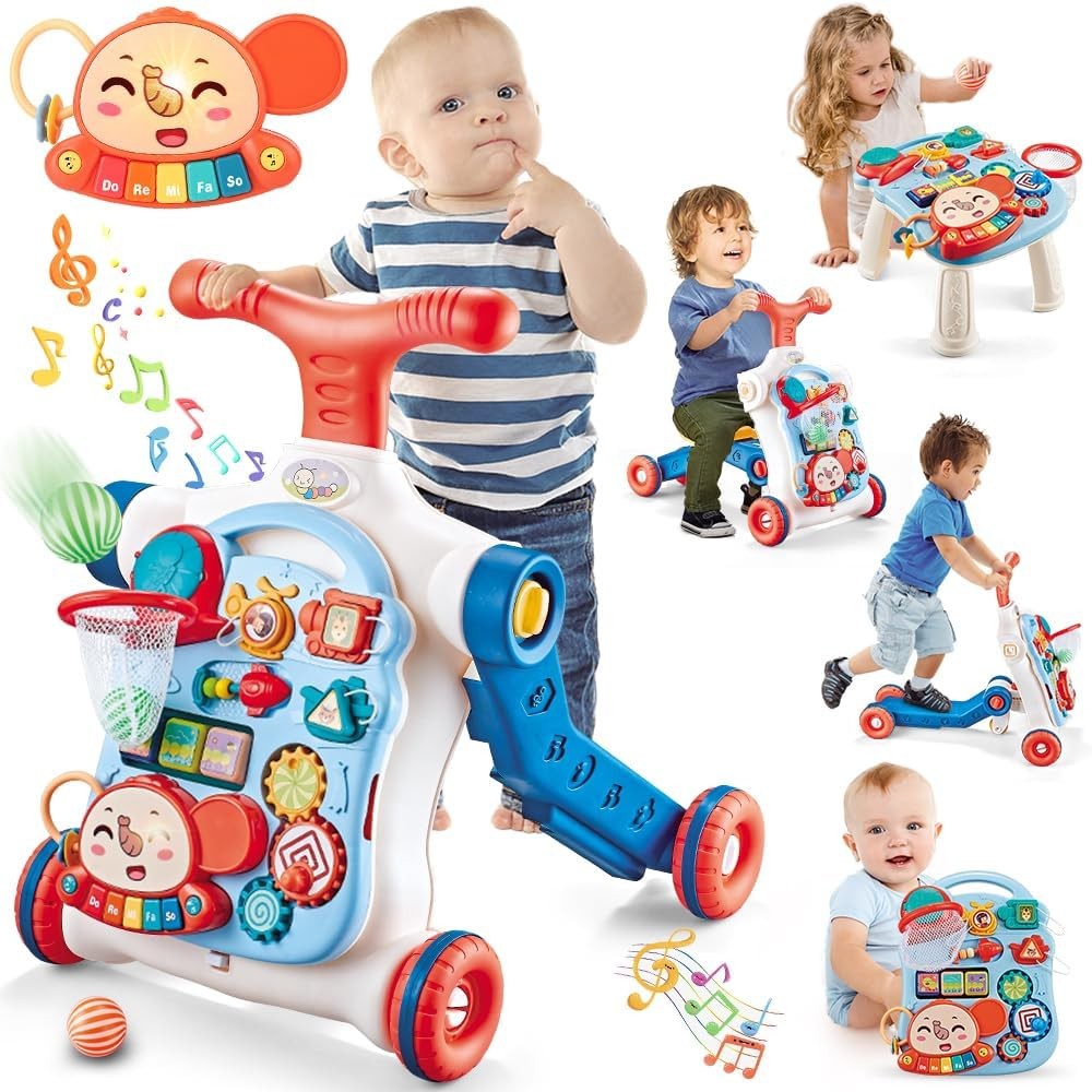 Baby Walker 5 in 1,VATOS Sit-to-Stand Learning Walker,Assemble as ...