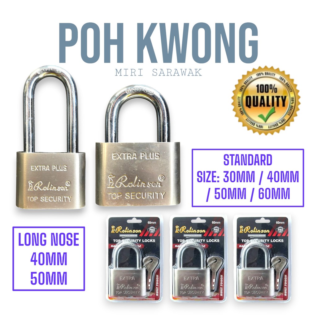 [100% ORIGINAL] ROLINSON Heavy Duty SUS304 Stainless Steel Padlock with ...