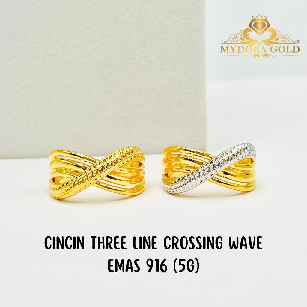 MYDORA Cincin Three Line Crossing Wave 1C/2C (5G) l EMAS 916/22K ...