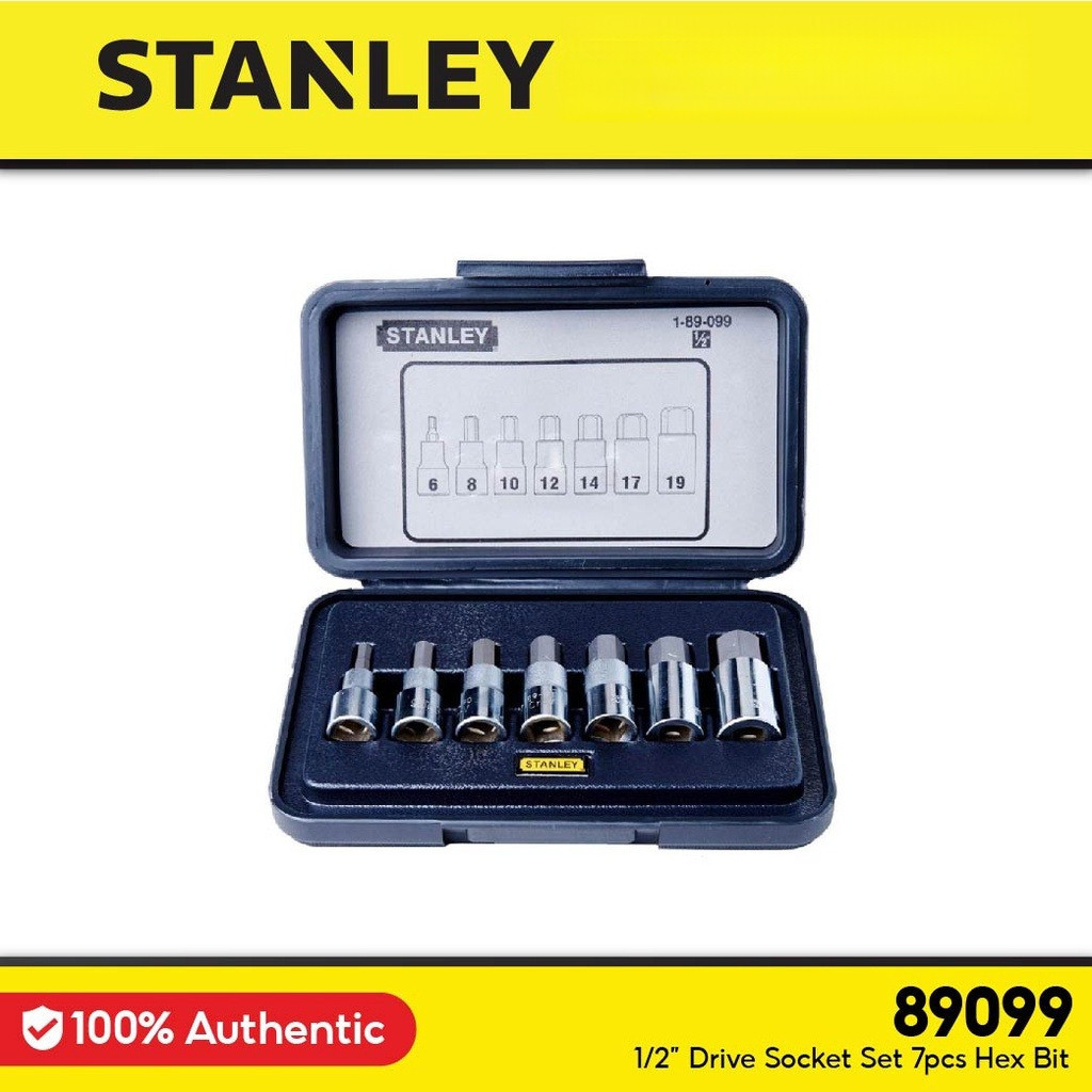 [ STANLEY ] (89-099-1) 1/2" Drive Hex Bit Socket Set (7pcs) | CR-V ...