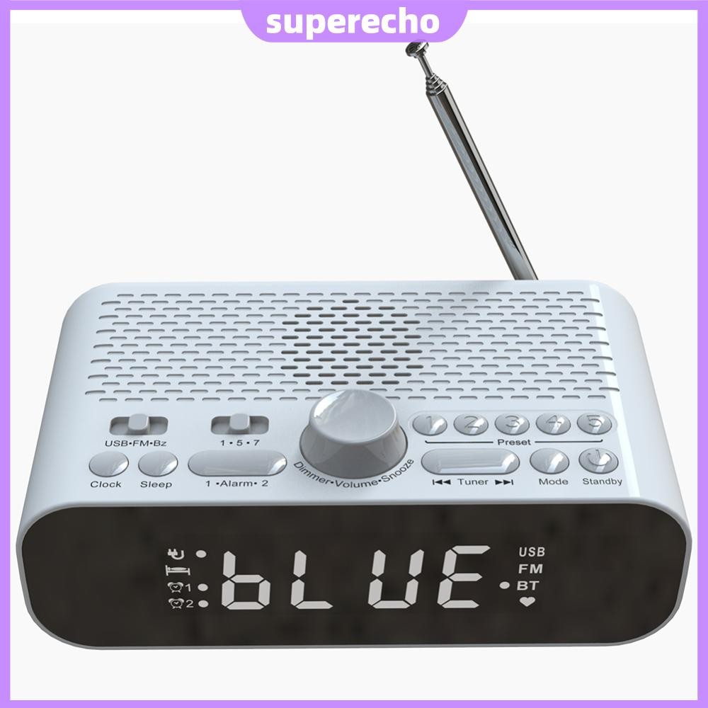 Digital Alarm Clock Radio LED Display FM Radio Rechargeable Clock Radio ...