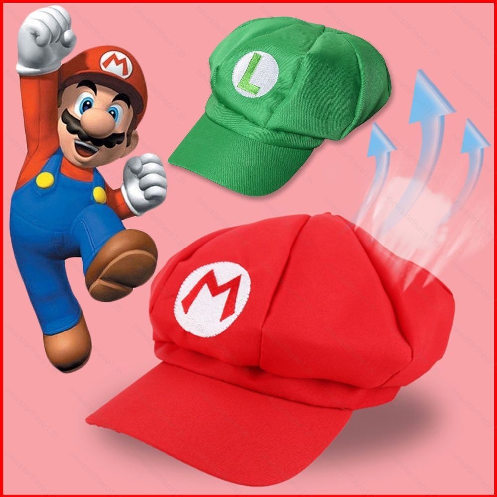 NS1 Super Mario Bros Hat Mario Luigi Cap Cosplay Sport Wear Red Green ...