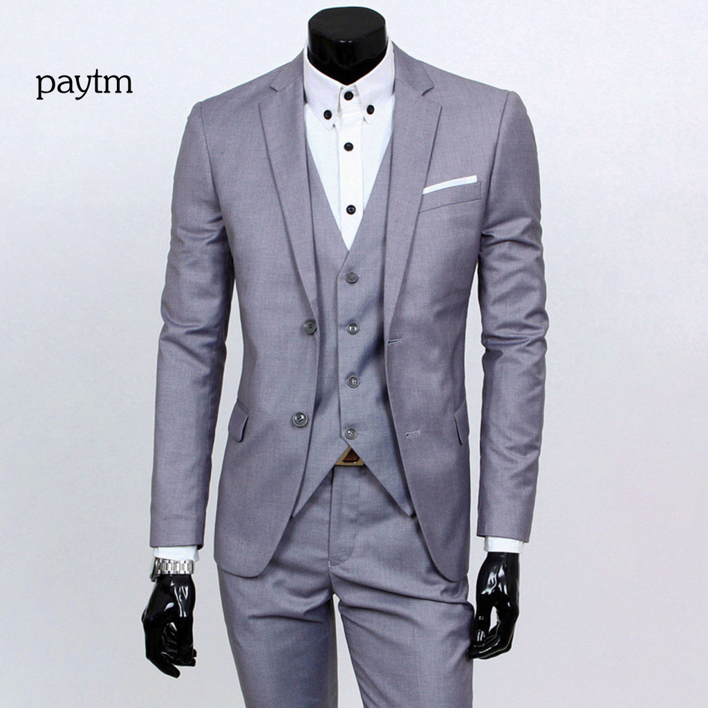 PTM Suit Jacket Vest Pants Set Men Formal Wear Set Stylish 3-piece Men ...