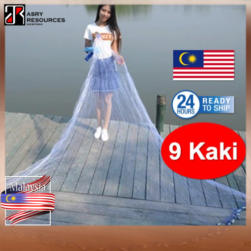 Jala Ikan Nylon Mono Filament | 9 Kaki Panjang x 18 Kaki Lebar Tebaran ...