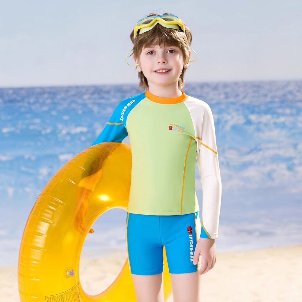 Children Swimsuit Boys Split Long-Sleeved Swimsuit Boys Seaside Beach ...