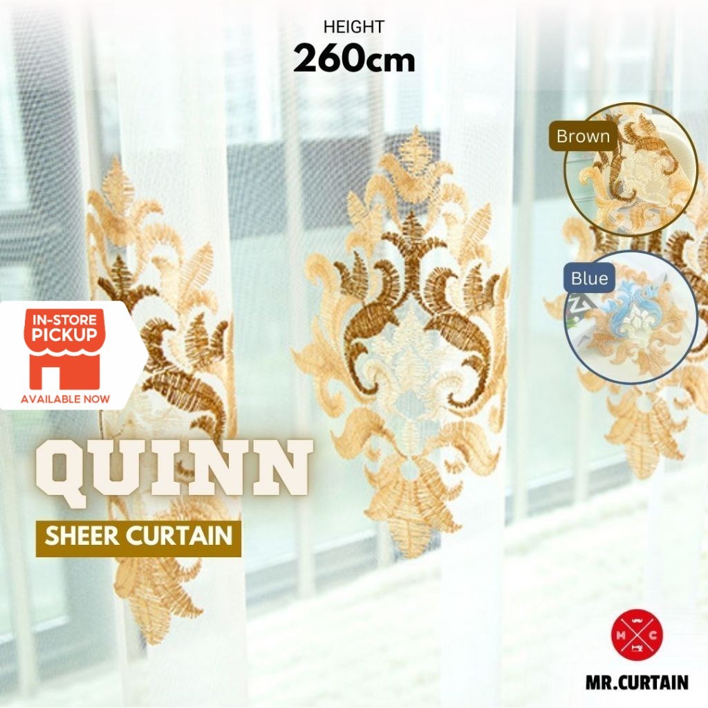 MR.CURTAIN Quinn Sheer Langsir Lace Bersulam Bunga Siap Jahit Cangkuk ...