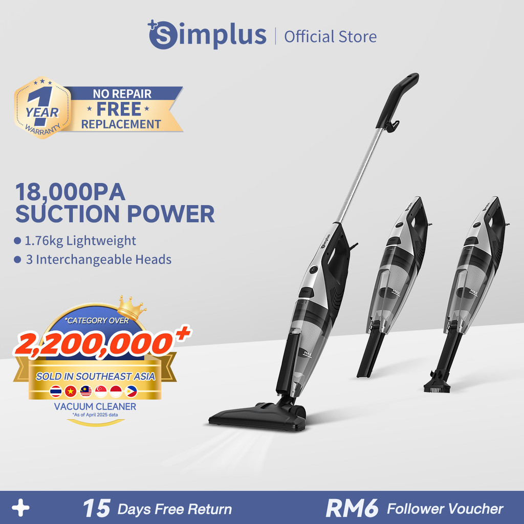 Simplus Vacuum Cleaner 18000PA 600W Powerful Suction Household 1L Large ...