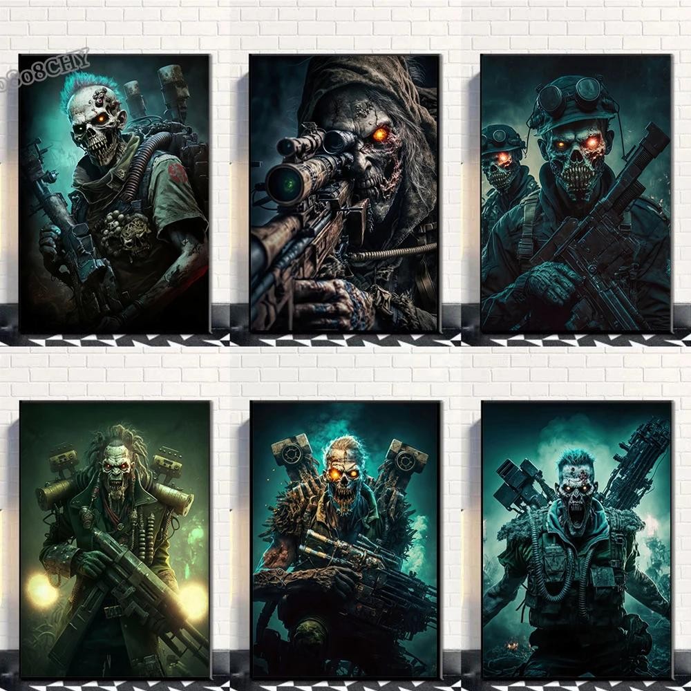 Poster Seni Dinding Kanvas Askar Zombie Tentera Mati - Cetakan ...