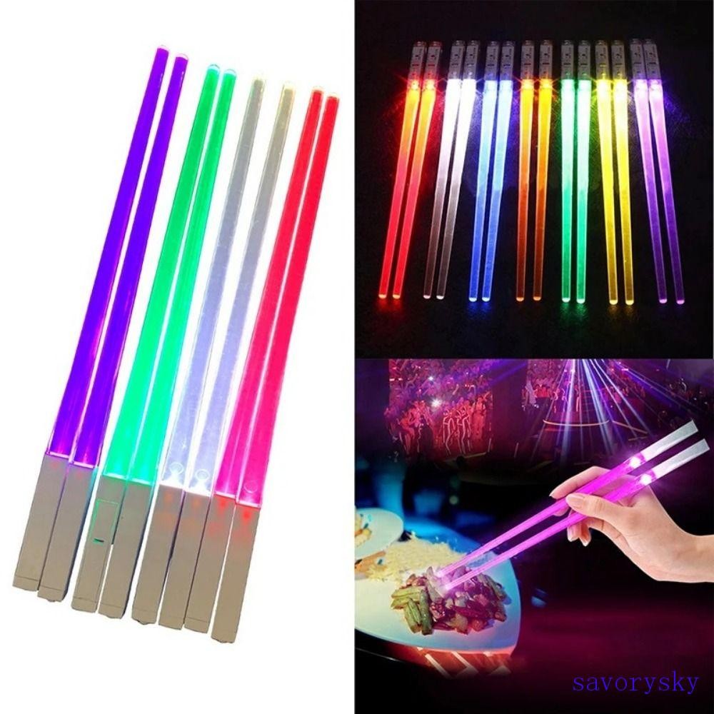 SAVORYSKY 1pair Light Up Chopsticks, LED Colorful LightSaber Chopsticks ...