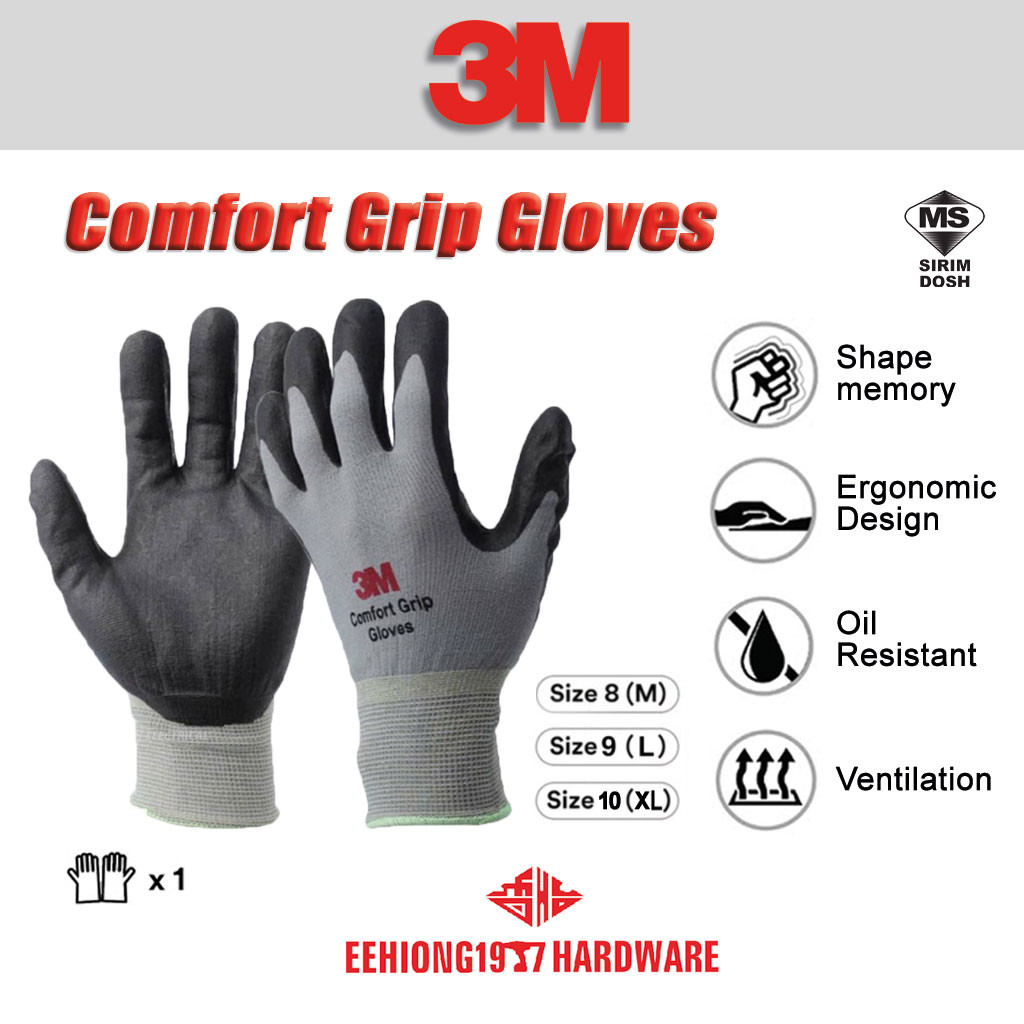 3M Comfort Grip Gloves Hand Glove Work Glove General Use Sarung Tangan ...