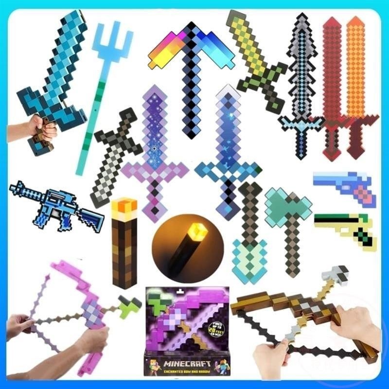 Minecraft Merchandise Diamond Sword Picket Bow Arrow Torch Light Model ...
