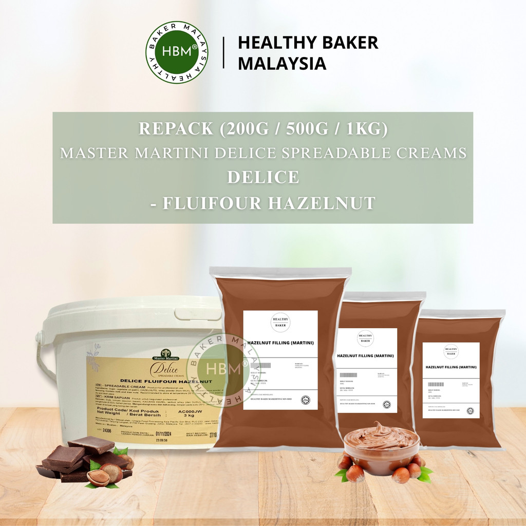(Repack 200g/500g/1kg) Master Martini Delice Fluifour Hazelnut ...