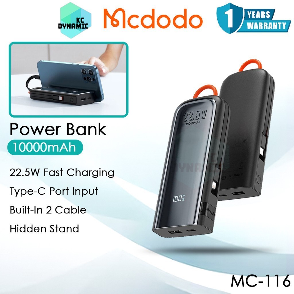 Mcdodo MC-116 10000mAh Powerbank 22.5W Fast Charging Power Bank Hidden ...