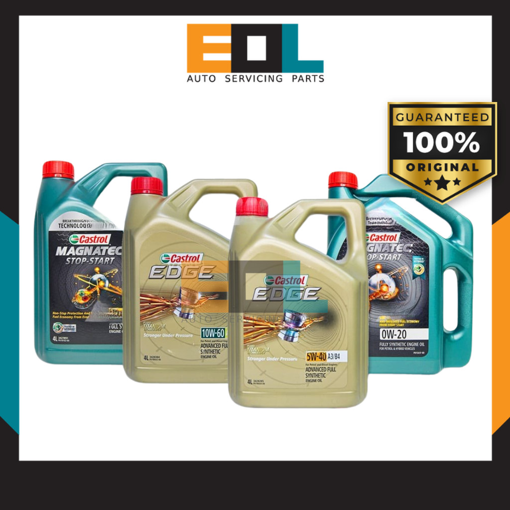 (100% Original) CASTROL Full Synthetic Engine Oil 4 Liter - 5W40 / 10W60 / 0W20 / 5W30 Minyak ...