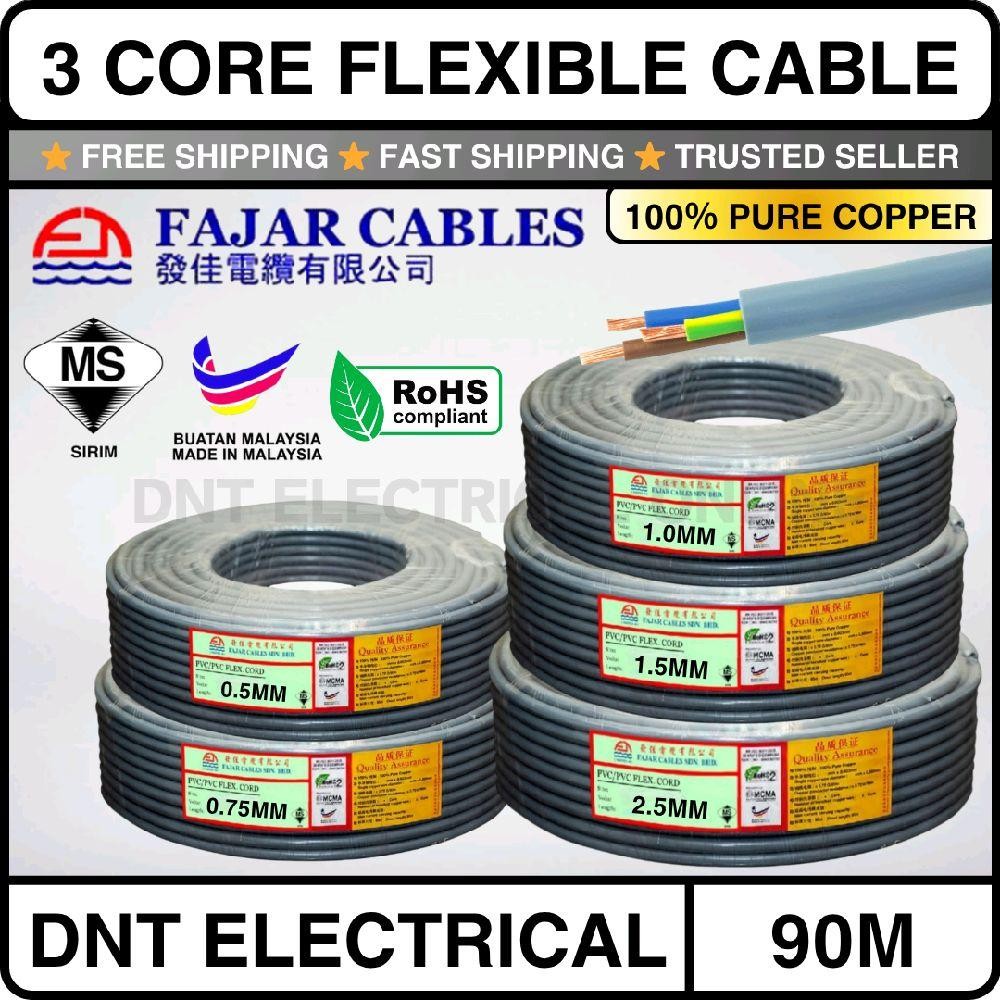 Sirim FAJAR (0.5MM-4MM) Copper 3 Core Flexible Cable Core | Fajar Cable ...