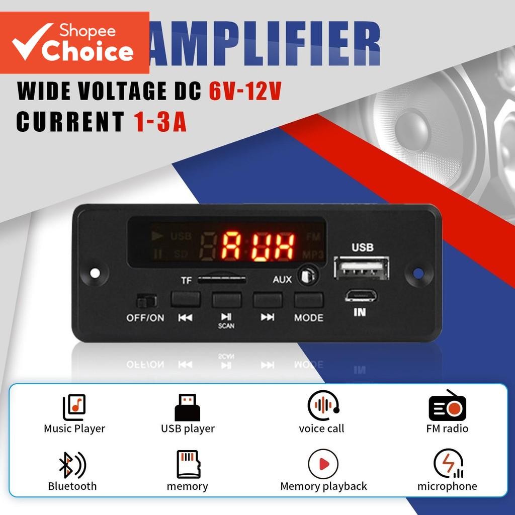 DC 12V 50W Amplifier Bluetooth 5.0 MP3 Player Decoder Board FM Radio TF ...