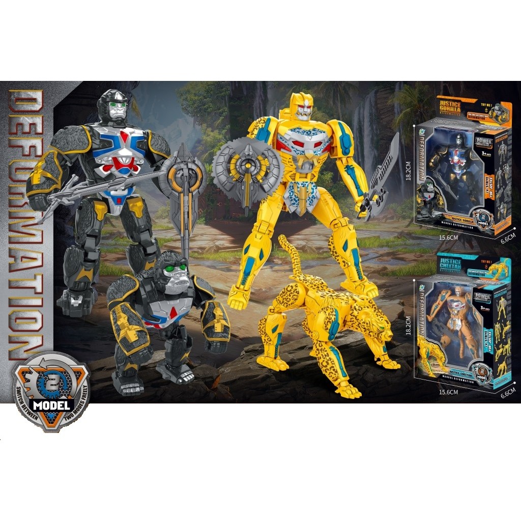 Children's Toy Transform Robot Justice Animal Cheetah Lion Rhino ...