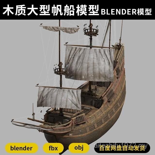 Blender Large Pirate Ship/Sailboat/Wooden Ship/Battleship 3D Model C4D ...