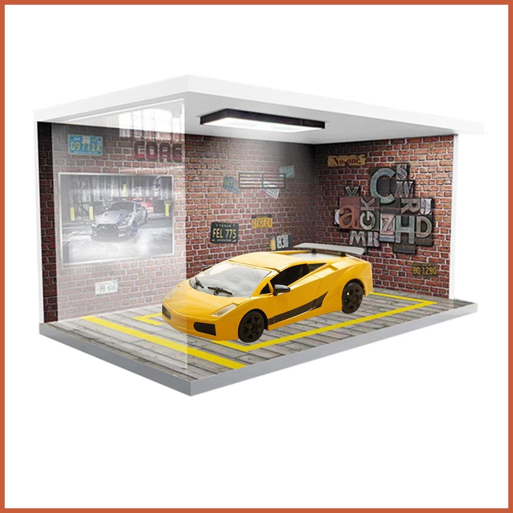 Model Car Garage Display Parking Lot Display Stand with Lights Car Show ...