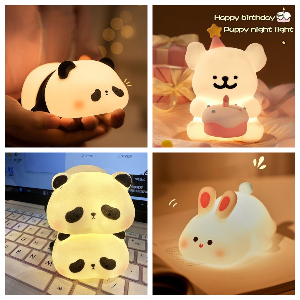 Panda Nightlight Cartoon Tabletop Ambiance Light Gentle Cartoon Night ...