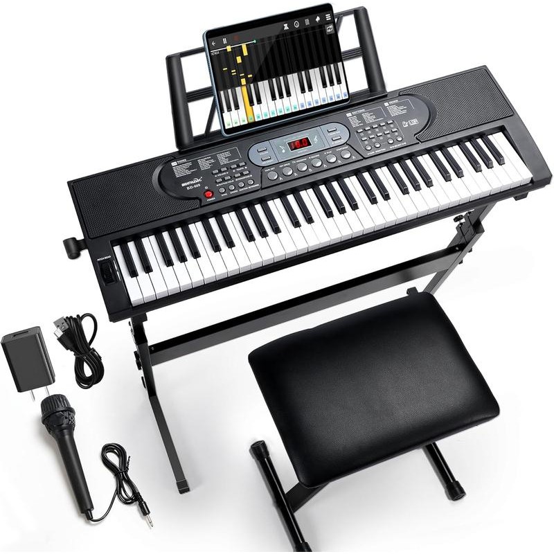 Rengue 61 Keys Keyboard Piano, Electric Digital Piano Set for Beginners ...
