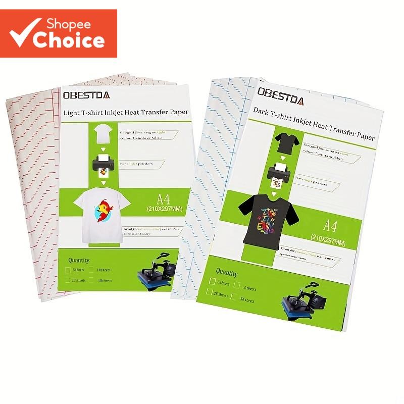 A4 10 Sheets Iron-On Heat Transfer Paper For T-Shirt Dark Fabrics And ...