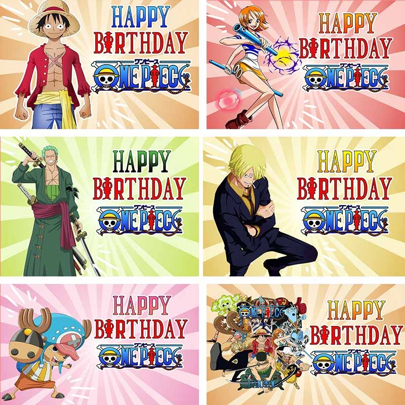 One Piece Luffy Sanji Zoro Nami Birthday Backdrop Photography Baby ...