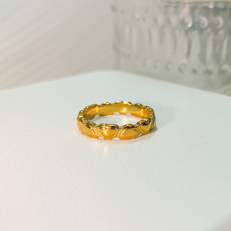 916 Gold Rattan Split Ring /Circle Love Ring gold 916 Heart Couple Ring ...