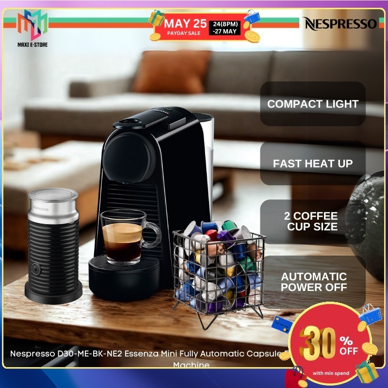 Nespresso D30-ME-BK-NE2 Essenza Mini Fully Automatic Capsule Espresso ...