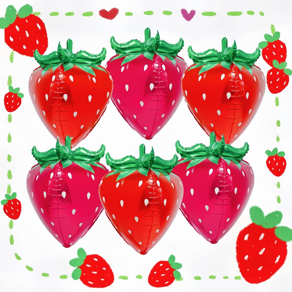 4D Strawberry Balloons 29 Inch Strawberry Themed Birthday Baby Shower ...