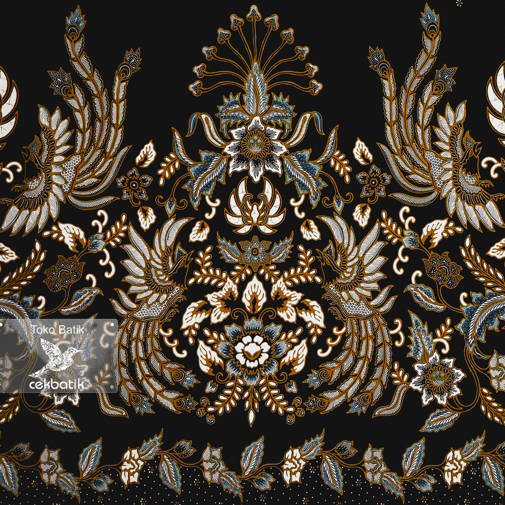 Special Modern Javanese SOGAN Leaf Bird Motif Longer Size Black base ...