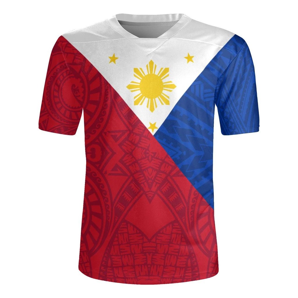 Polynesian Philippines Filipinos Rugby-Jersey 3D Printed V-Neck T Shirt ...