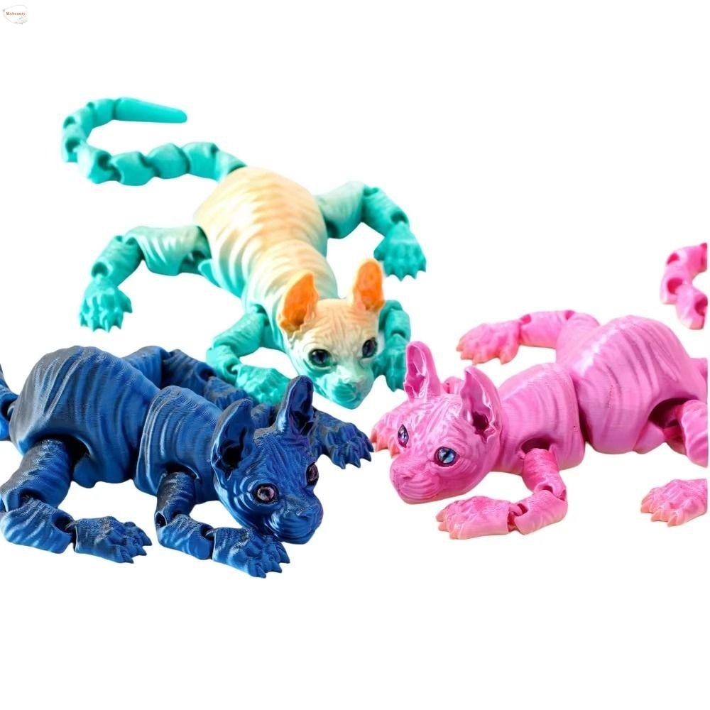 MXBEAUTY 3D Printed Cat, Articulated Siamese Kitten Mini Cat Figure ...