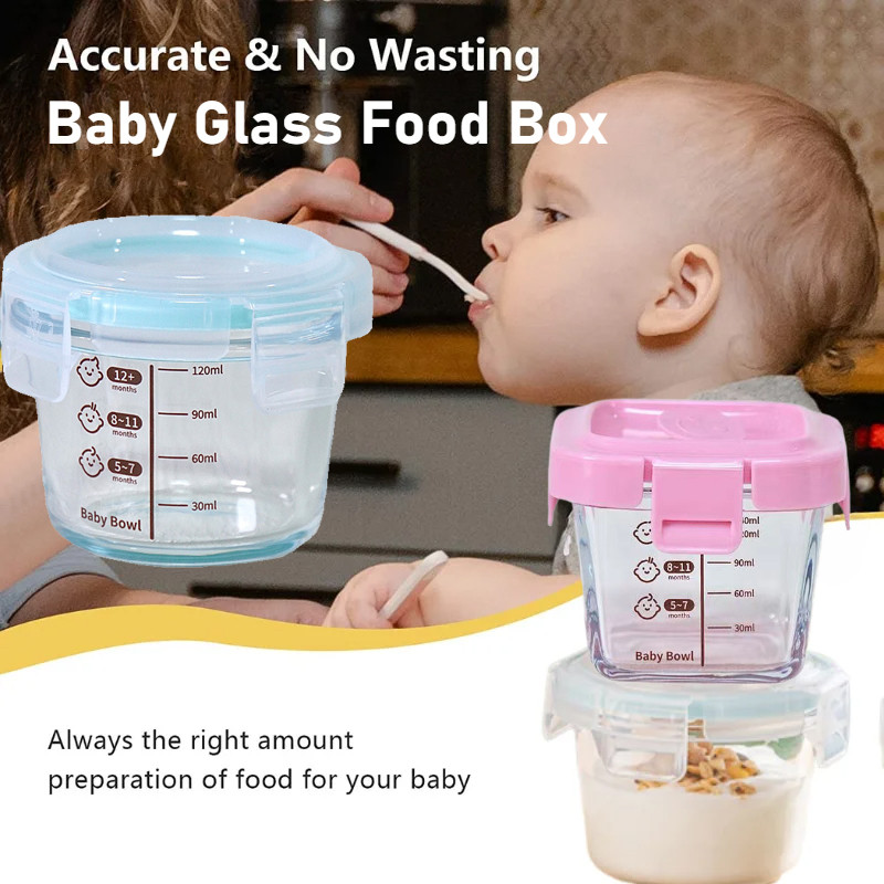 Portable Glass Food Box Baby Food Preservation Safe Container Freezer ...