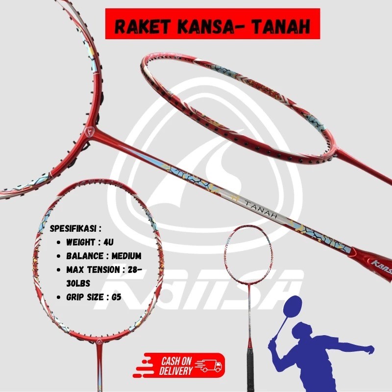 Racket Badminton Kansa Angin/ Api/ Air/ Tanah/ Kayu 30lbs Original Made ...