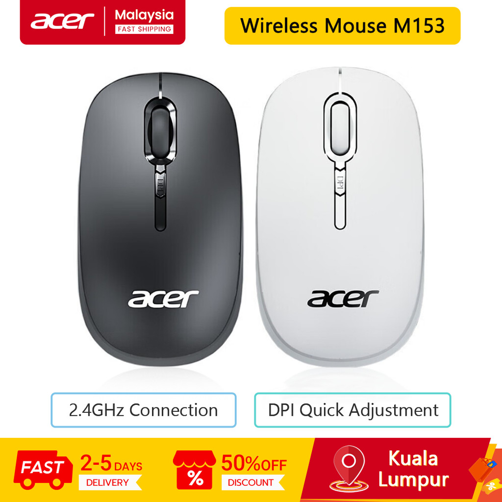 Acer Wireless Mouse M153 2.4G Wireless Connection 3 Speeds DPI Adjustment Mute Mouse | Shopee ...