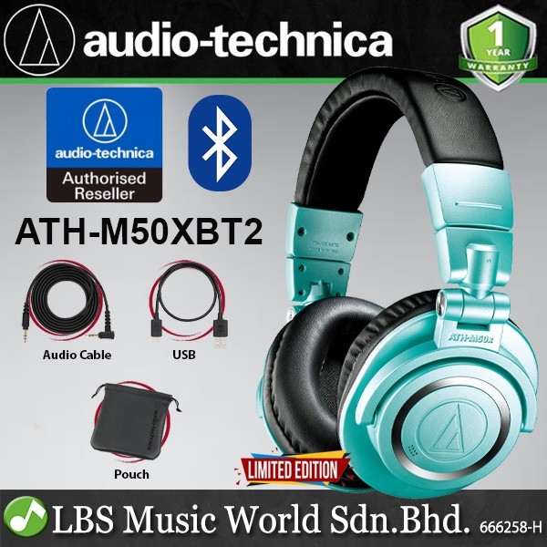 Audio Technica ATH-M50xBT2 IB Studio Monitor Headphone Limited Edition - Ice Blue ( M50xBT2 M50X ...