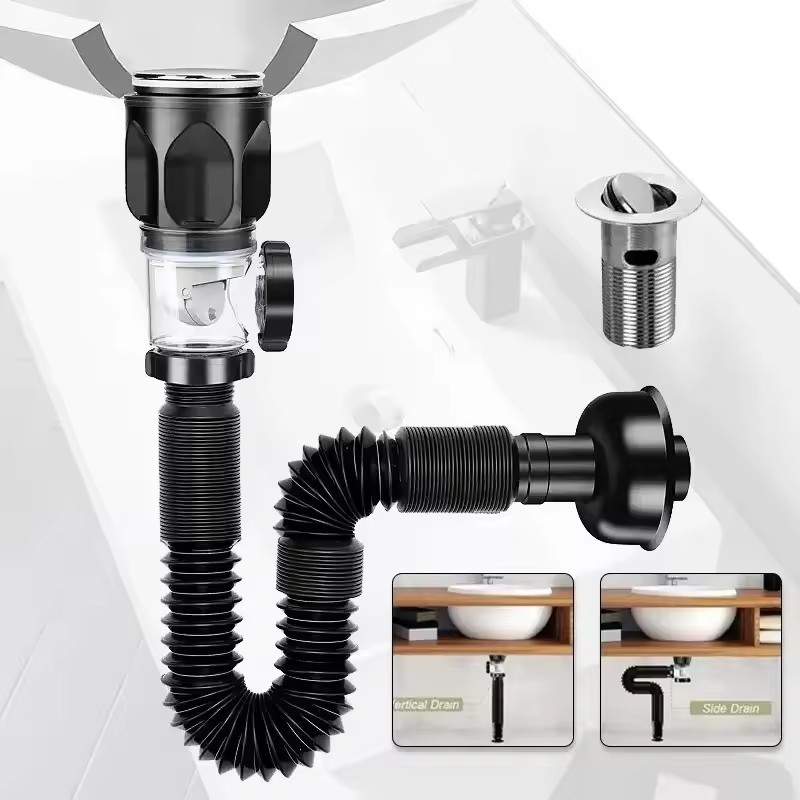 Flexible Drainage Outlet Pipe for Kitchen Bathroom Vanity Restroom ...