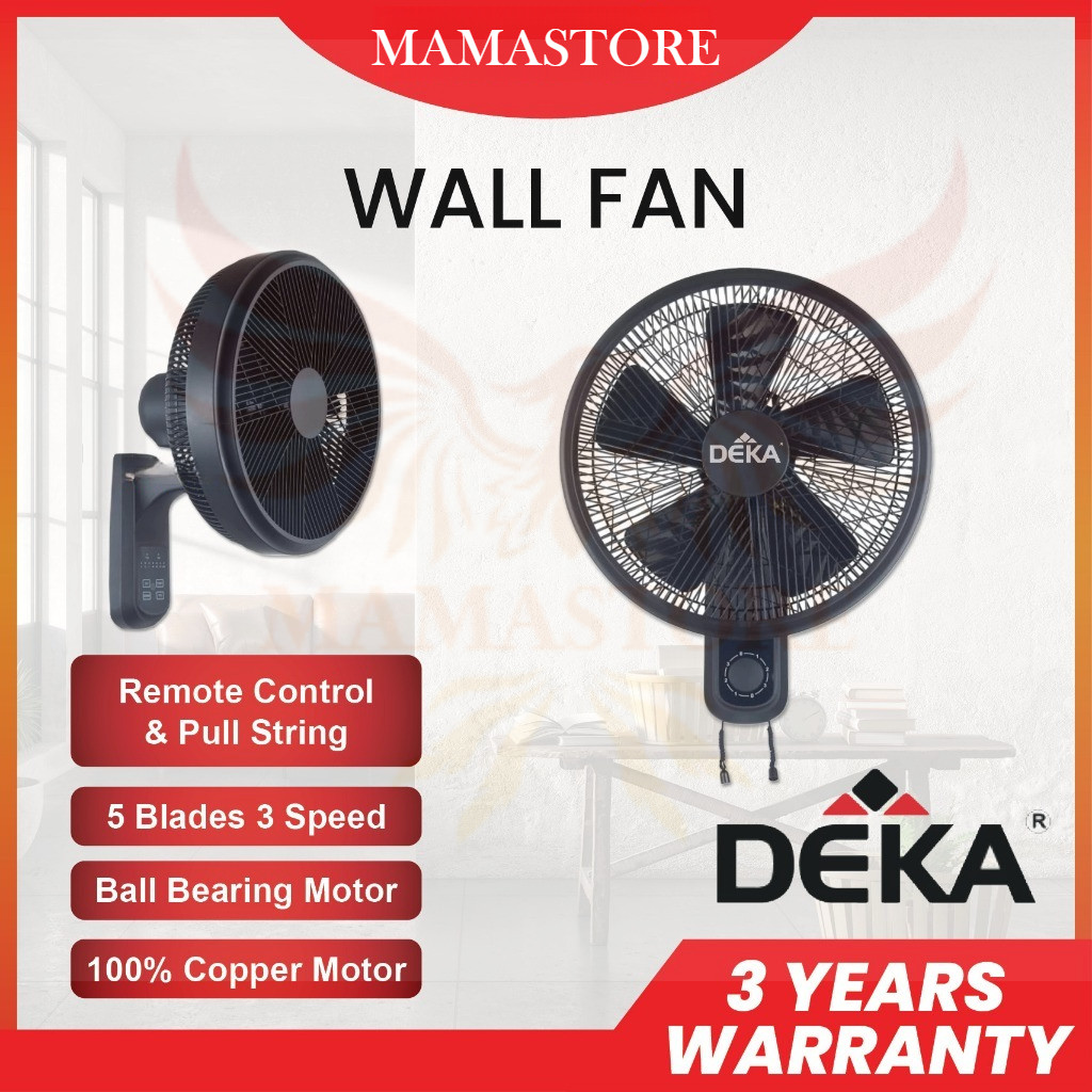 DEKA Wall Fan WF108 / WF208R 16inch Pull String Remote Control Auto Fan ...