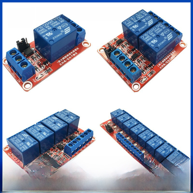 Weiba 1 2 4 8-Circuit Relay Module with Optocoupler Isolation High Low Level 5v12v24v Relay ...